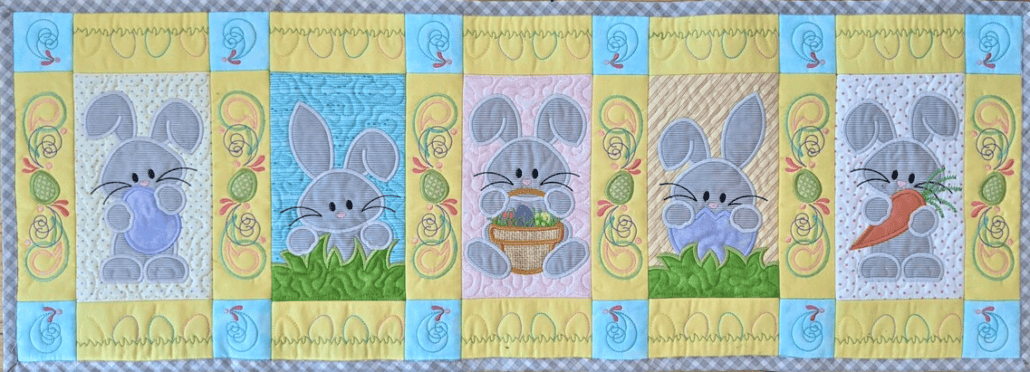 Farmhouse Easter Bunnies Table Runner Fabric Quilt Kit - Designs by ...
